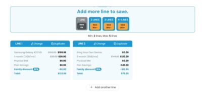 Family Cell Plan for 2 Phone Lines: Average Cost and Features